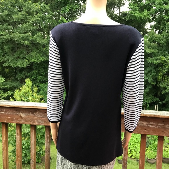 Misook | Sweaters | Misook Navy White Striped Sweater M | Poshmark
